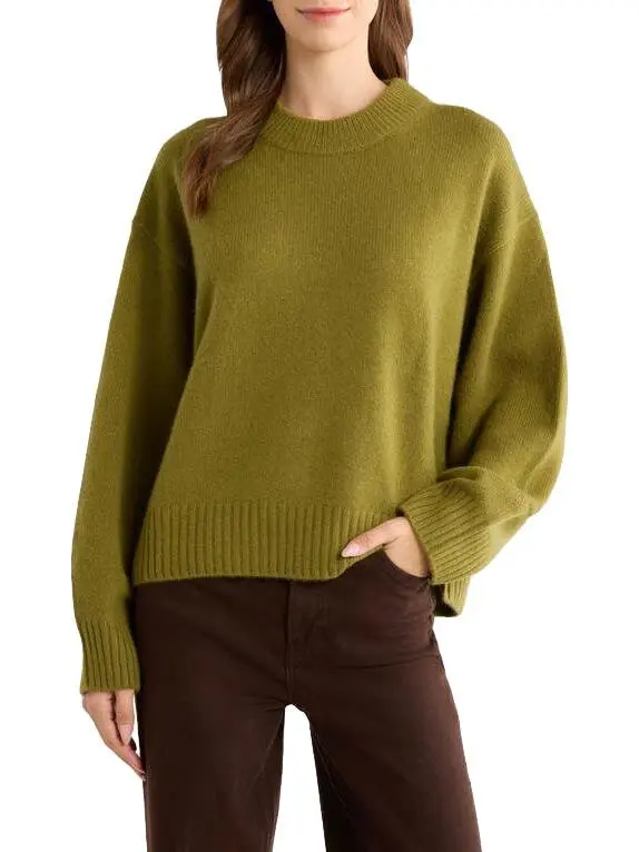 REFORMATION Cove Oversized Crewneck Cashmere Blend Sweater - Pear