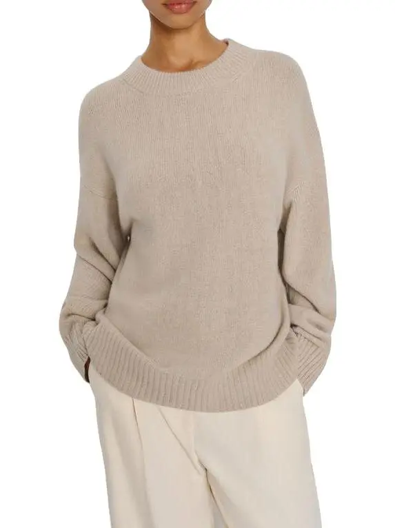 REFORMATION Cove Oversized Crewneck Cashmere Blend Sweater - Wheat