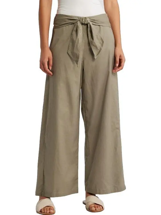 BEACHLUNCHLOUNGE Florencia Tie Waist Wide Leg Pants - Laurel Lagoon