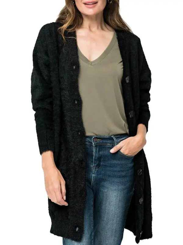 GIBSONLOOK Eyelash Cozy Cardigan - Black
