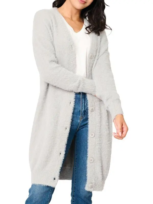 GIBSONLOOK Eyelash Cozy Cardigan - Silver
