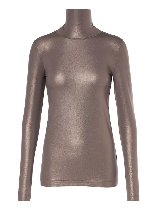 Brunello Cucinelli Cotton-blend Turtleneck Top - Brown