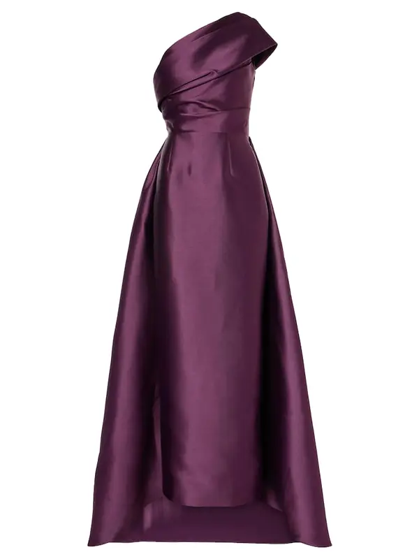 Solace London One-shoulder Twill Gown - Purple