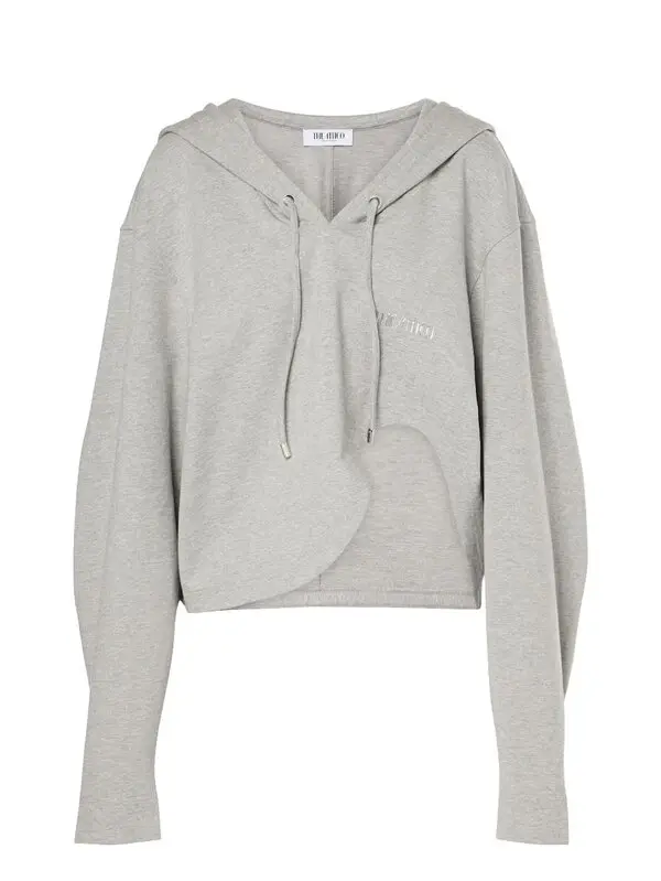 Attico Asymmetric Cotton-blend Hoodie - Grey