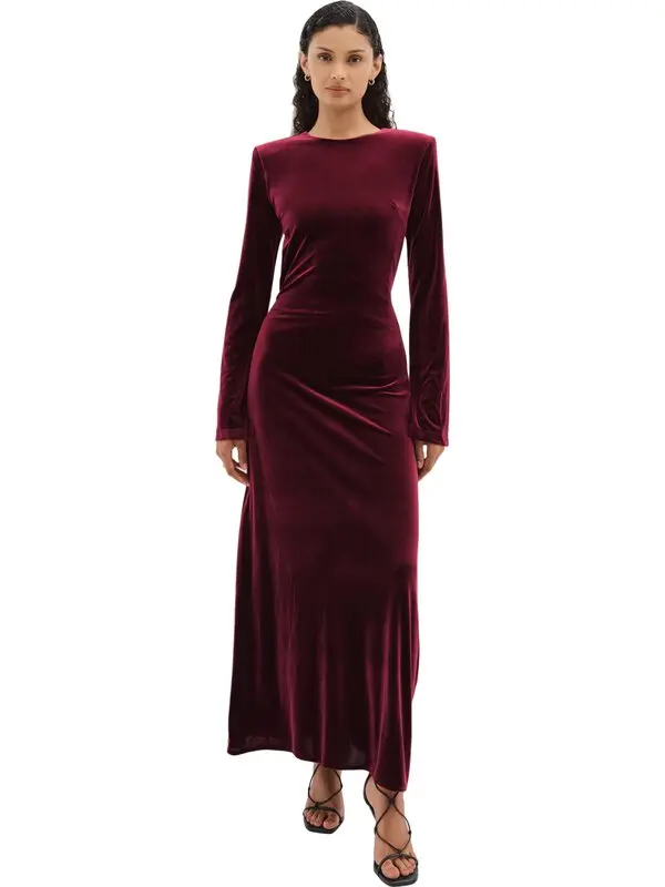 UNDRESS CODE Open-back Velvet Maxi Dress - Burgundy