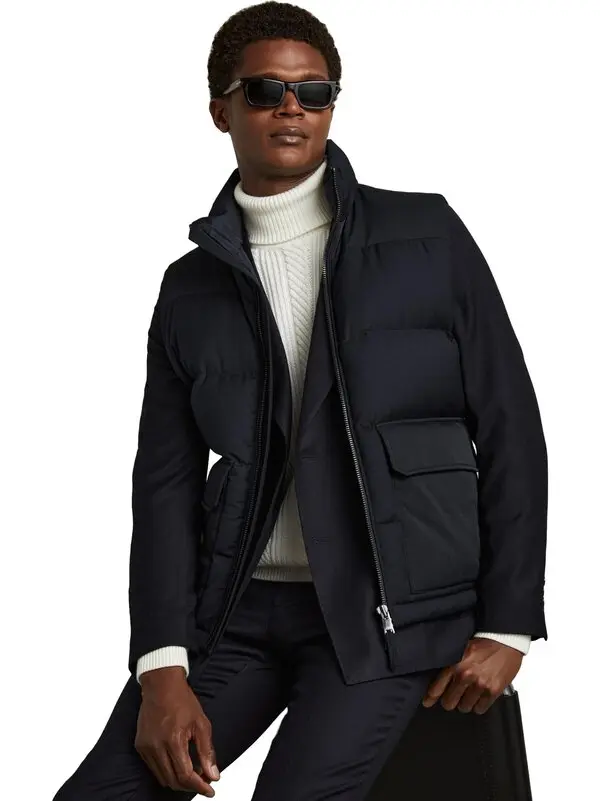 REISS Dante Patch Pocket Quilted Gilet - Navy