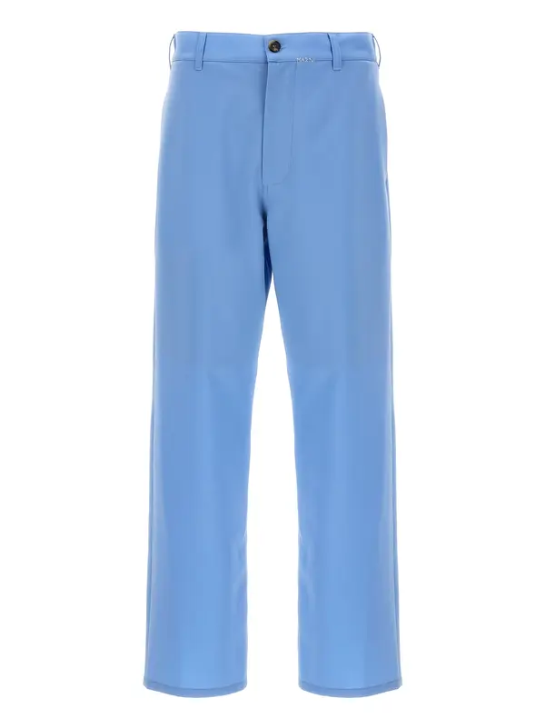 Marni Logo Embroidered Trousers - Light Blue