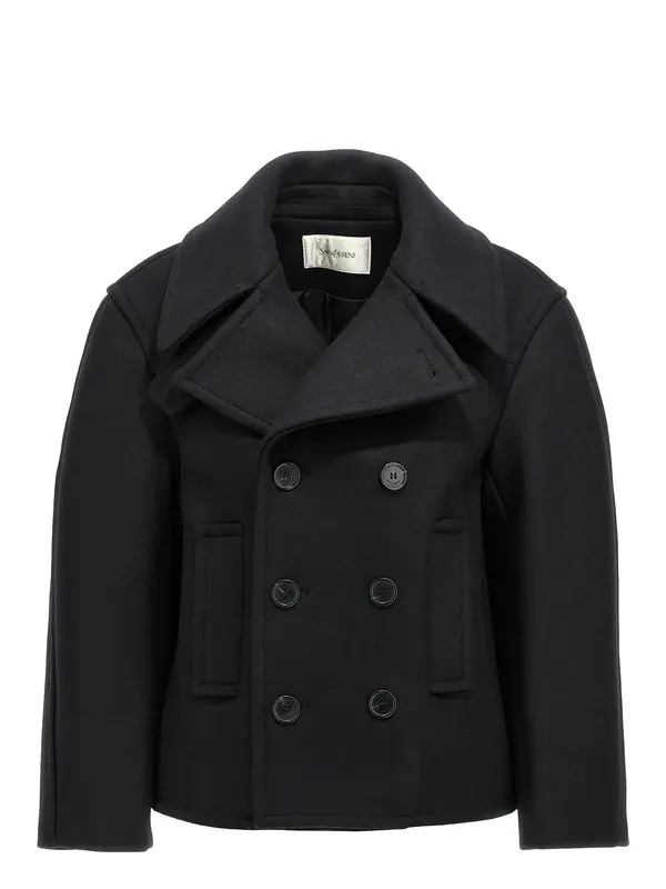 Saint Laurent Oversized Caban Coat - Black