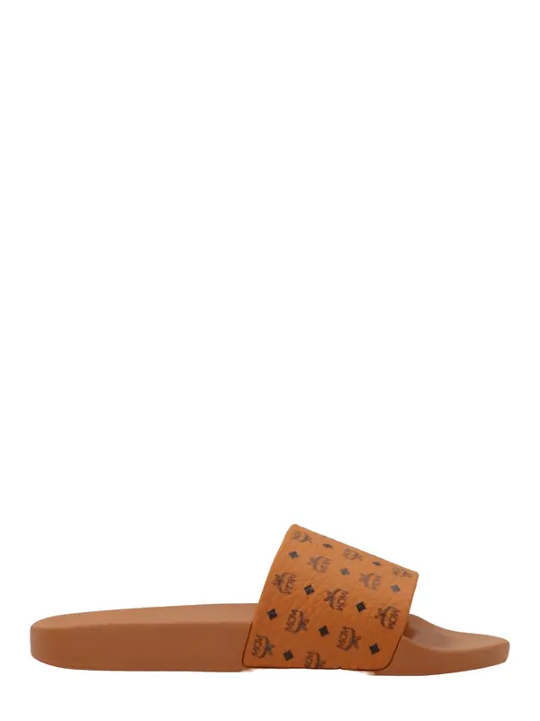 Mcm All Over Monogram Slides - Brown