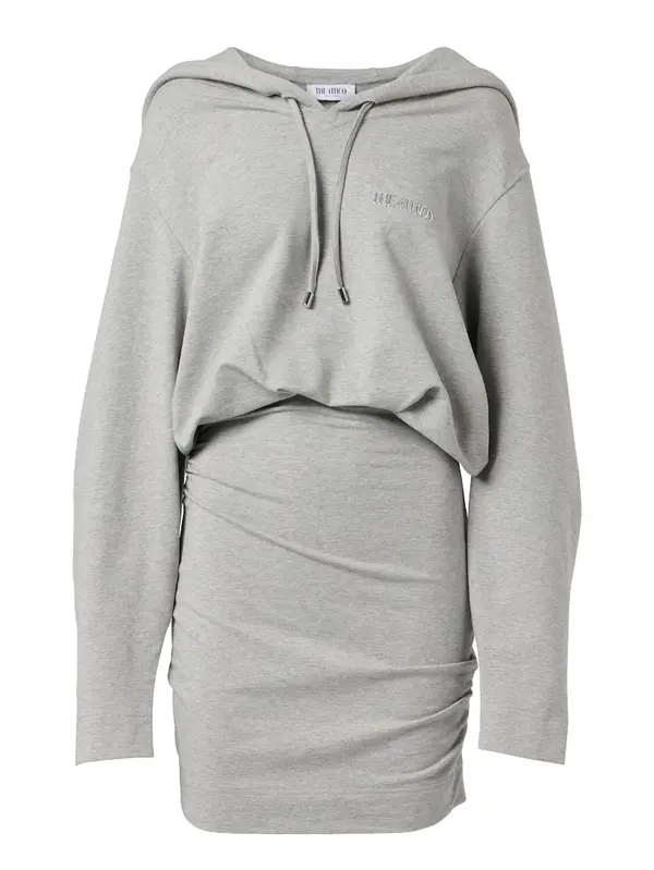 Attico Cotton-blend Jersey Sweatshirt Dress - Grey