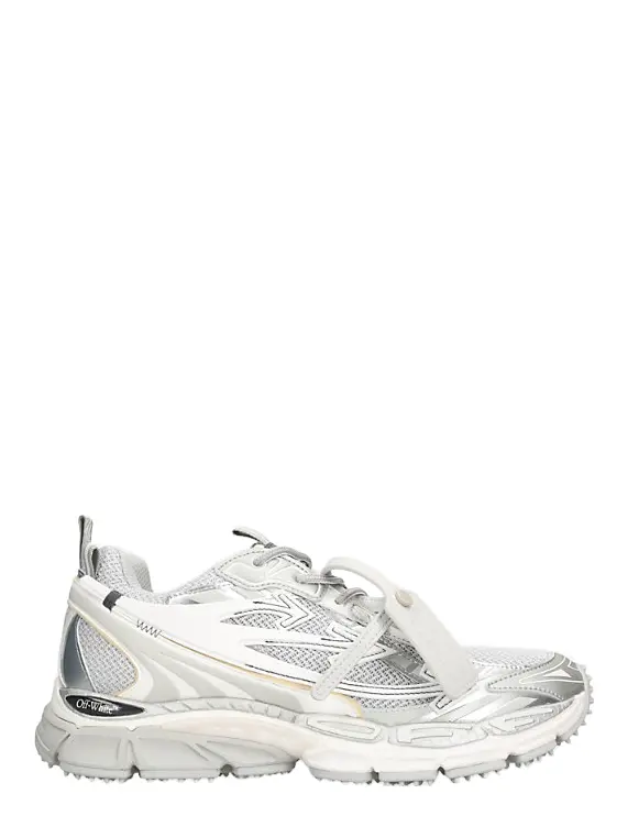 Off-White Mesh And Faux-leather Low-top Trainers - Silver