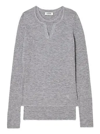 Sandro Layered-effect Fine-knit Wool Jumper - Grey