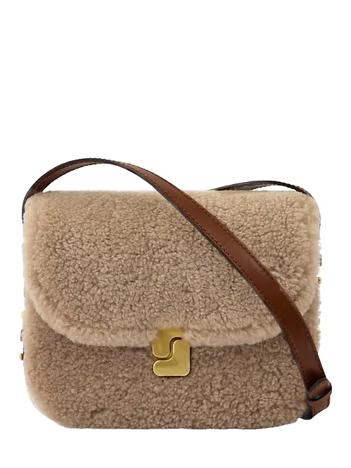 Soeur Bellissima Mini Shearling Shoulder Bag - Sable/noisette