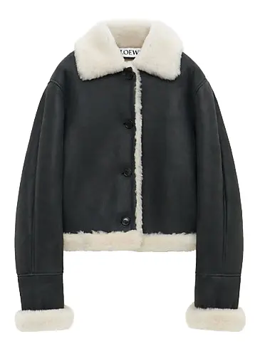 Loewe Shearling-trim Leather Jacket - Black/white