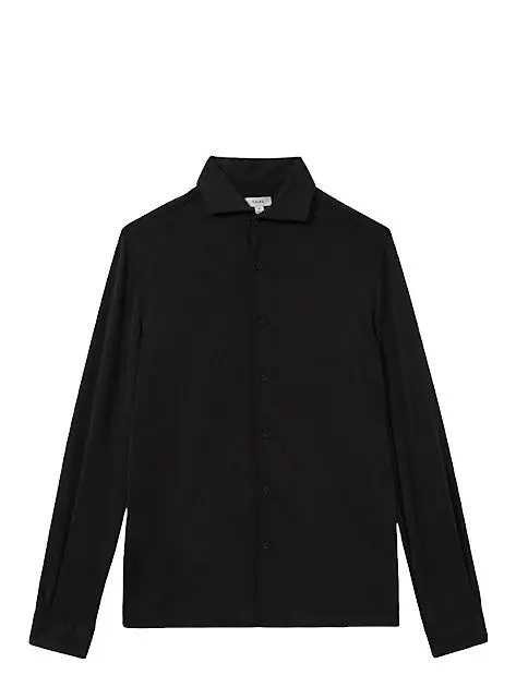 REISS Bobby Cutaway-collar Slim-fit Woven Shirt - Washed Black