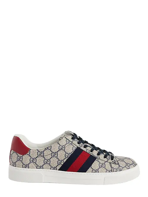 Gucci Ace Supreme Canvas Trainers - Beige Blue Red