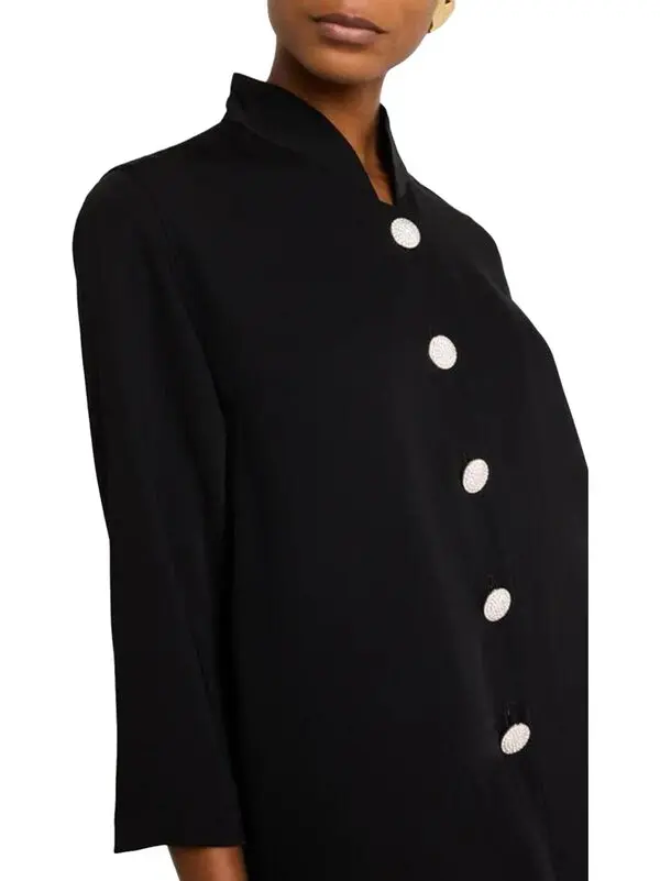 Caroline Rose Rhinestone-button Matte Crepe Jacket - Black