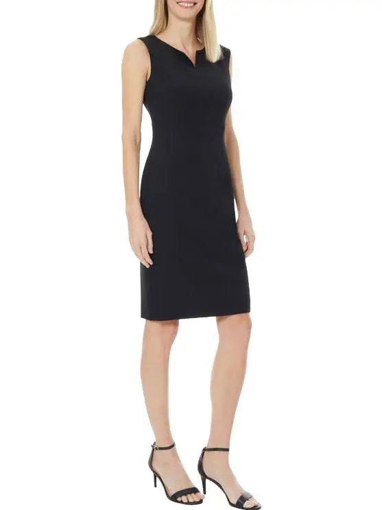 KASPER Notch Neckline Sleeveless Sheath Dress - Black