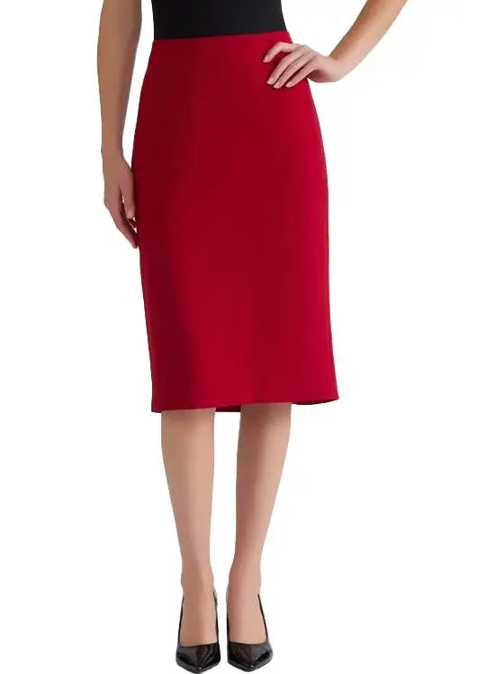 KASPER Below Knee Length Skirt - Fire Red