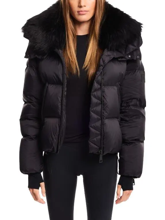 Sam. Kaia Puffer Jacket With Shearling Trim - Black