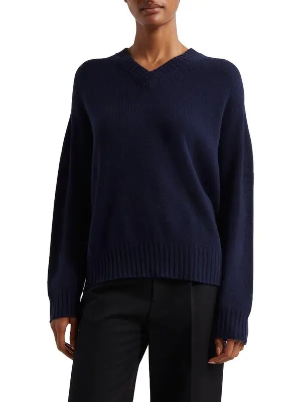 Emporio Armani V-neck Wool & Cashmere Sweater - Dark Navy