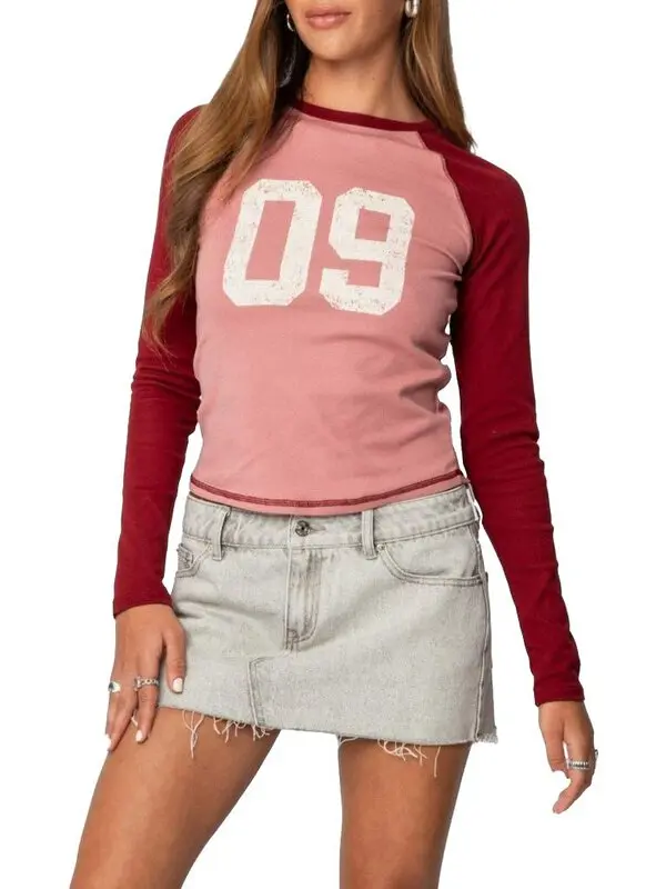 EDIKTED Raglan Crop T-shirt - Pink