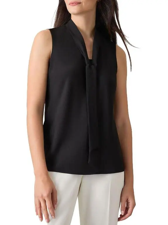 KASPER Sleeveless Tie-neck Top - Black