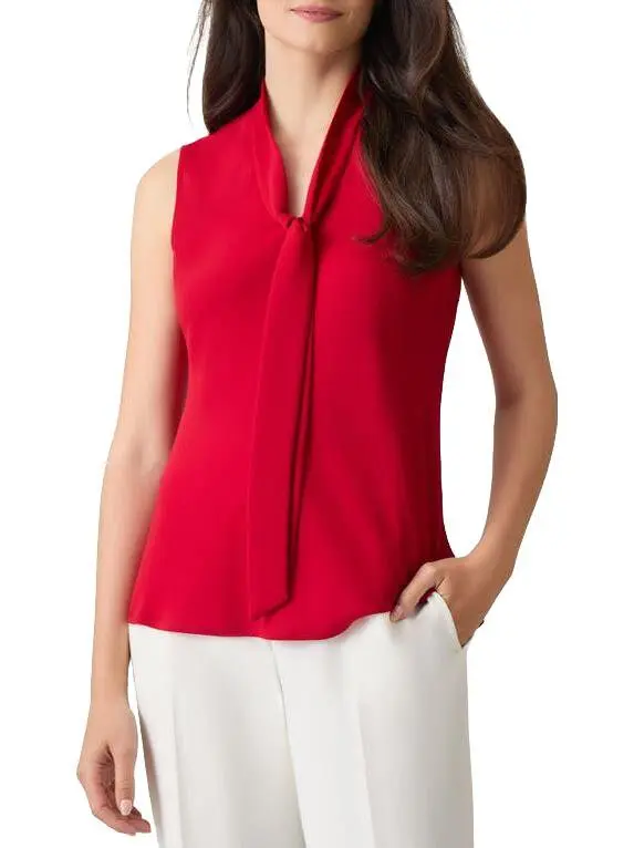 KASPER Sleeveless Tie-neck Top - Fire Red