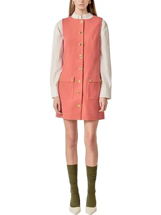 English Factory Sleeveless Velvet Mini Dress - Rose