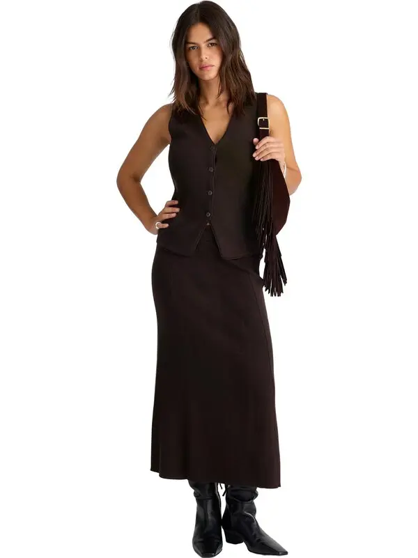 Madewell Merino Wool-blend Maxi Skirt - Molasses