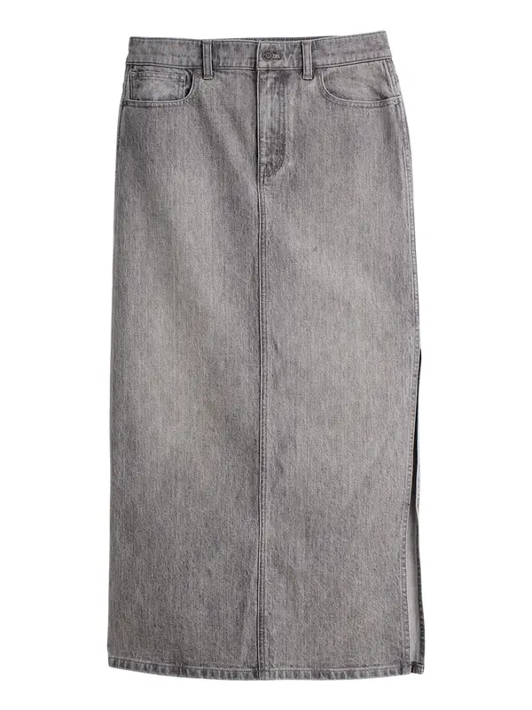 Madewell Denim Midi Skirt With Slit - Hallandale Wash
