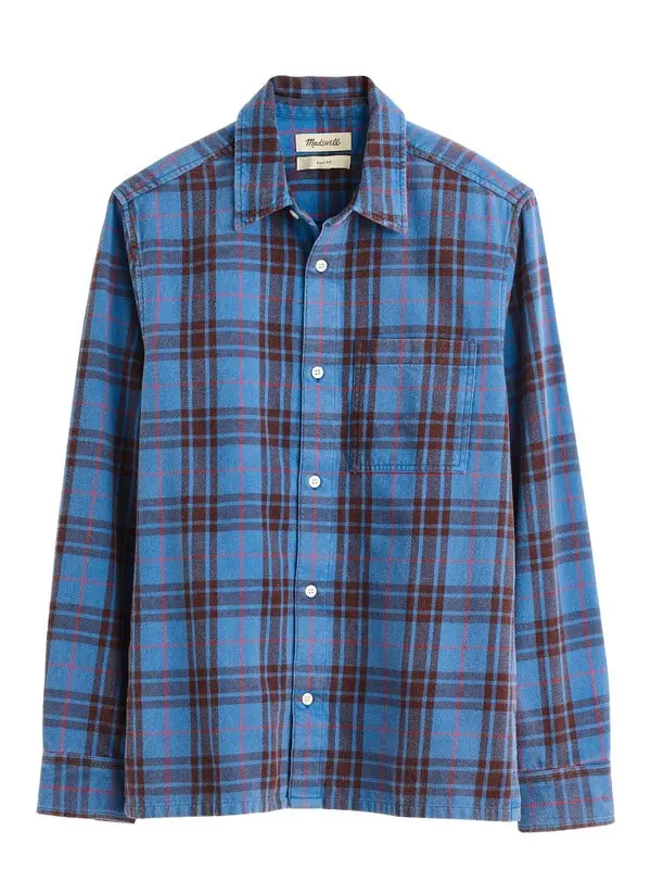 Madewell Easy Shirt In Brushed Flannel - Honorary Blue
