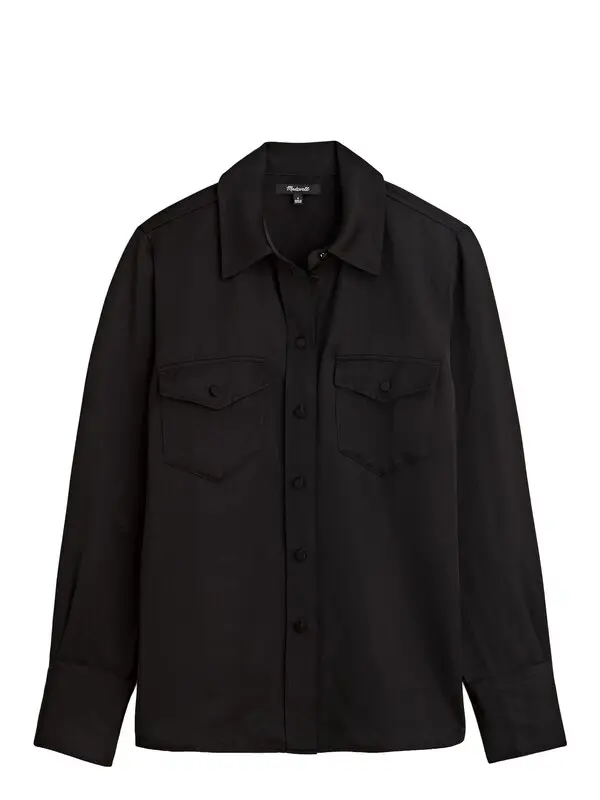 Madewell Western Shirt In Linen Blend - True Black