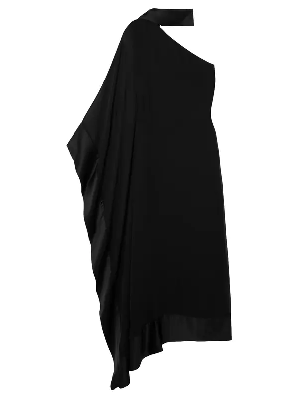 TALLER MARMO Betsy Spirito One-shoulder Silk-chiffon Dress - Black