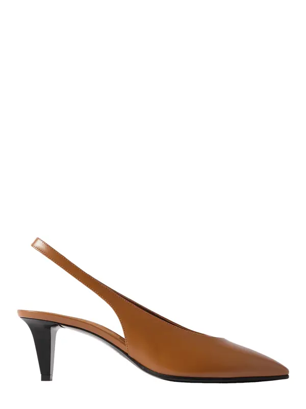 Loro Piana Rebecca Leather Slingback Pumps - Brown