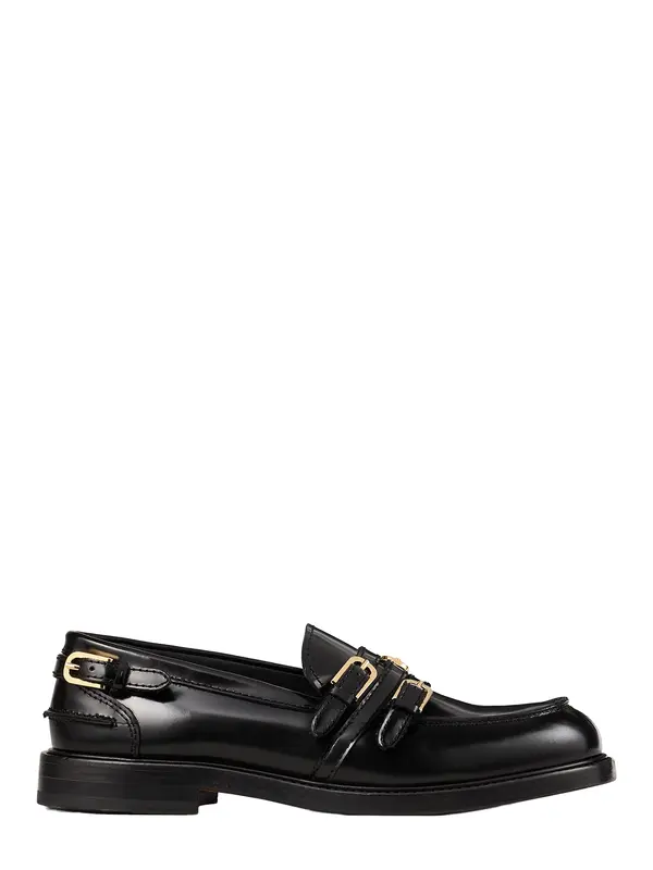Sandro Buckle Leather Loafers - Black