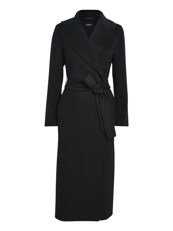 Max Mara Virgin Wool-cashmere Wrap Coat - Black