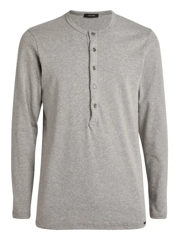 TOM FORD Cotton-blend Lounge Henley Top - Grey