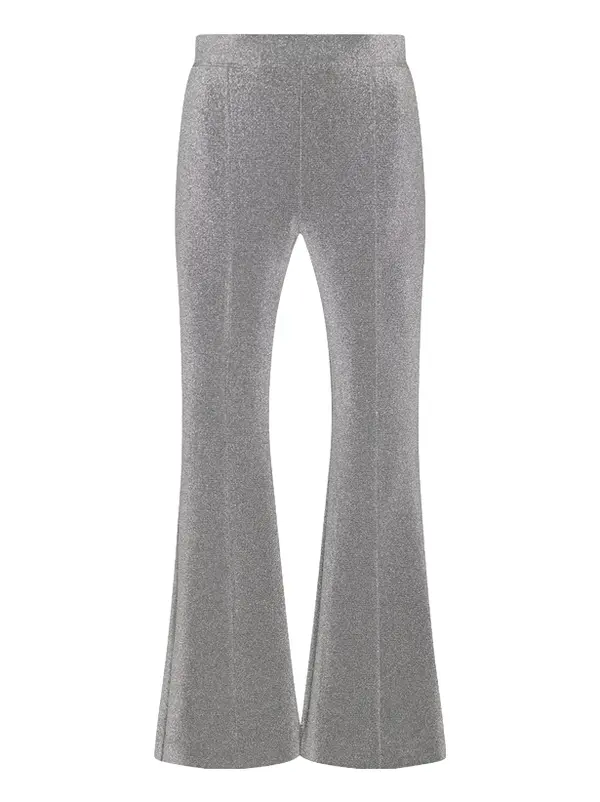 Rosetta Getty Lurex Interlock Pull-on Cropped Flare Trousers - Silver