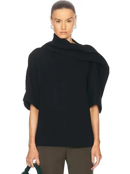 Bottega Veneta Draped Neck Top - Black