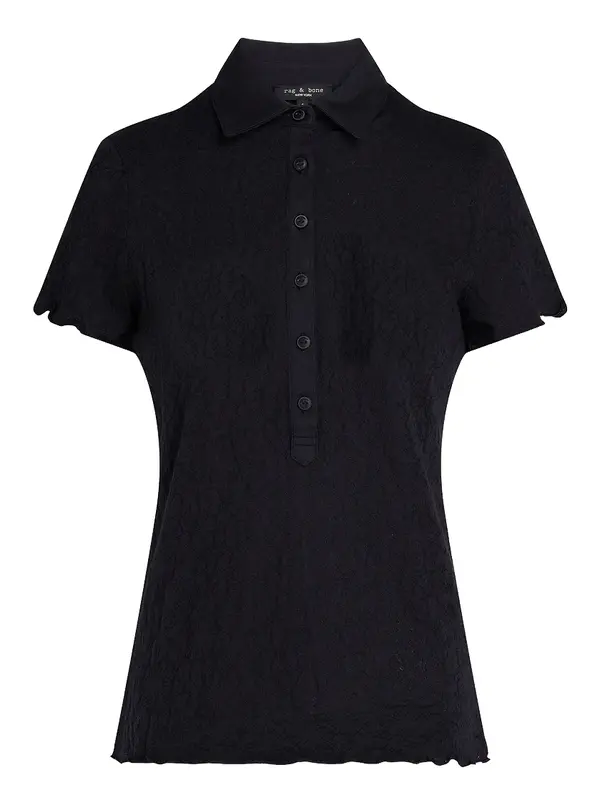 Rag & Bone Gemma Jacquard-knit Polo Shirt - Black