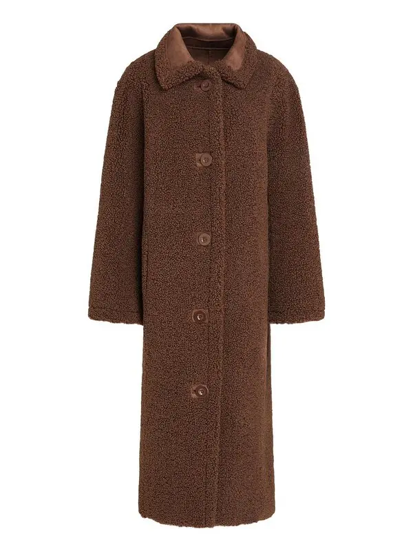 STAND STUDIO Kenca Reversible Teddy Fleece Coat - Brown