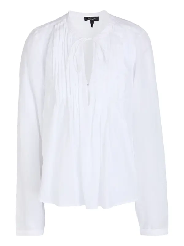 Rag & Bone Amaris Pintucked Ramie Blouse - White