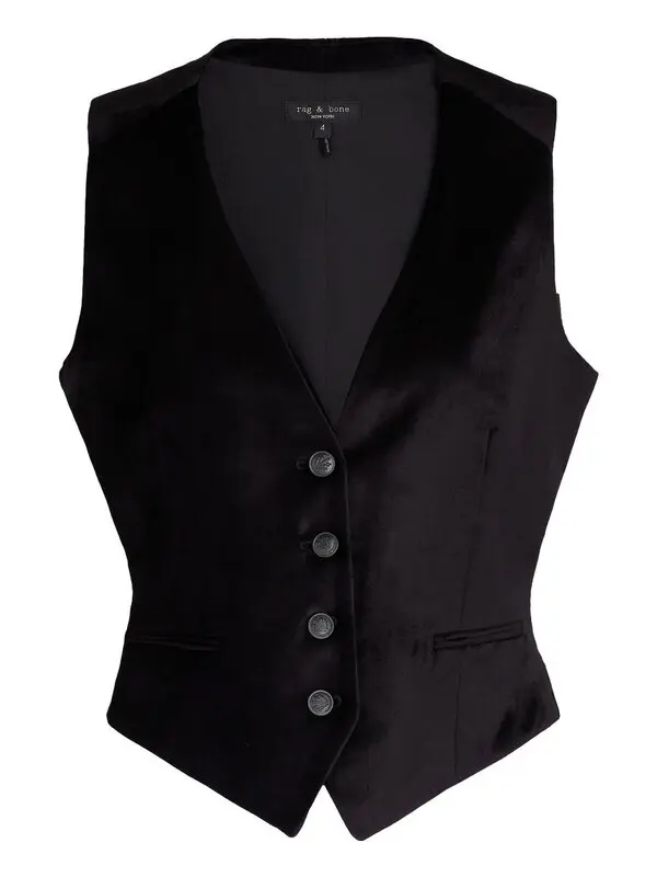 Rag & Bone Priya Cotton-blend Velvet Vest - Black