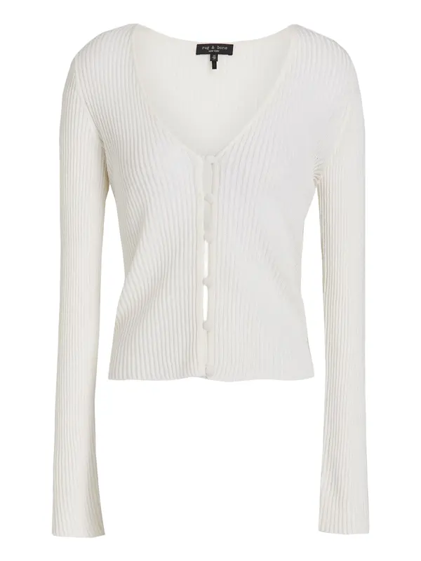 Rag & Bone Dorit Ribbed Merino Wool-blend Cardigan - Ivory