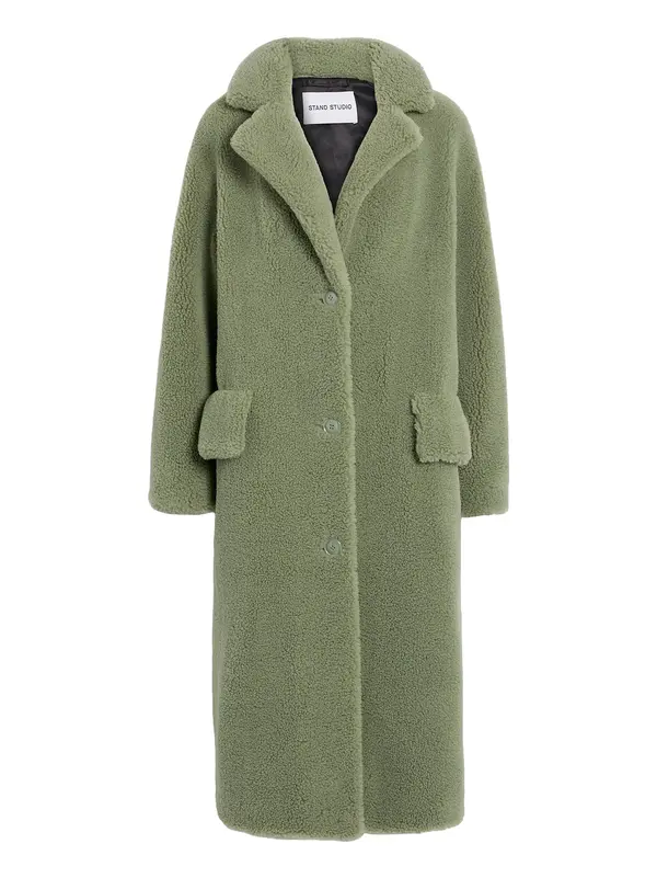 STAND STUDIO Tayla Teddy Fleece Coat - Sage Green