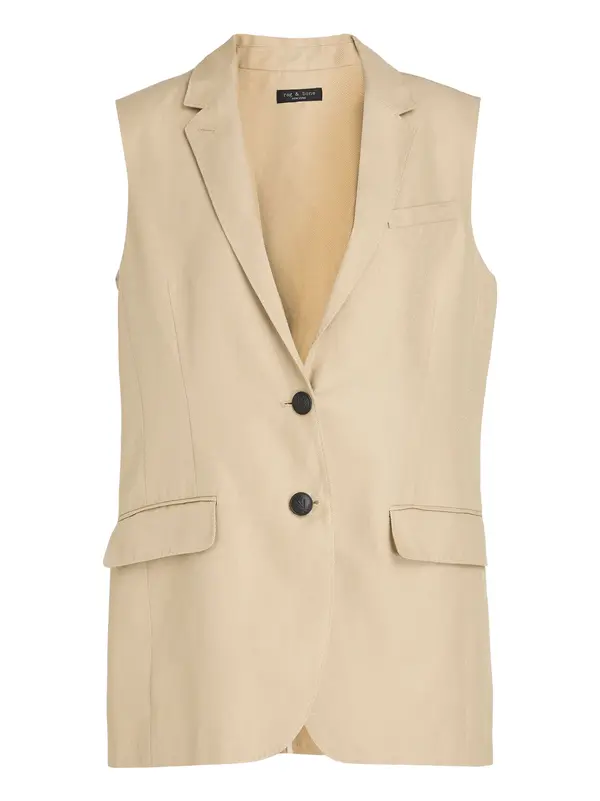 Rag & Bone Odessa Cotton-linen Blend Twill Vest - Beige