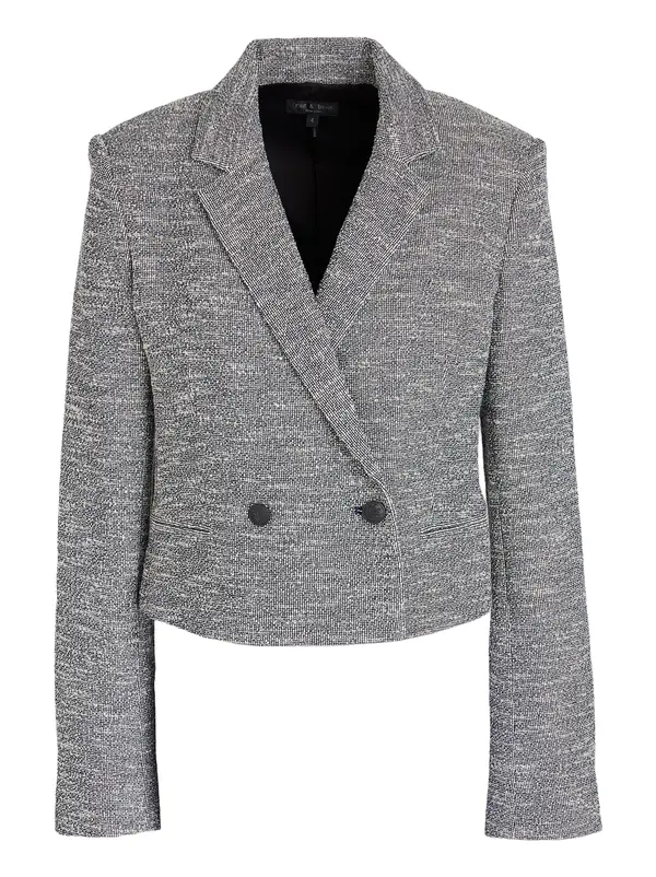 Rag & Bone Josie Cropped Bouclé-tweed Blazer - Navy
