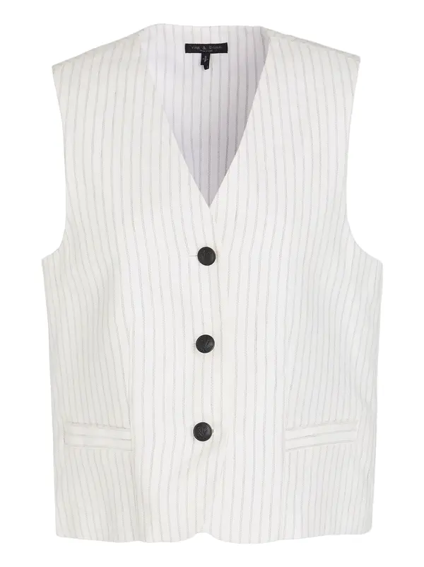 Rag & Bone Erin Striped Twill Vest - White