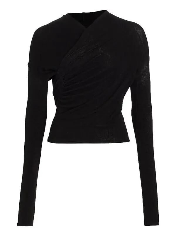 Vince Ruched Long-sleeve Top - Black
